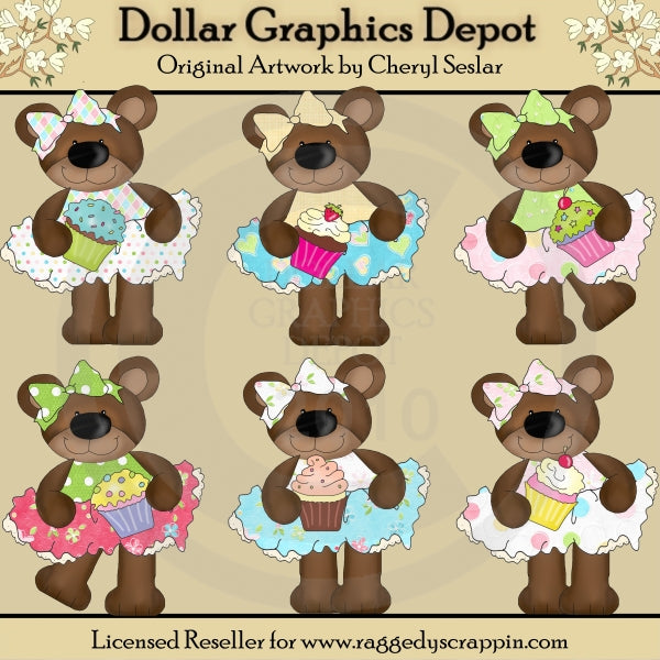 Cupcake Bears - Clip Art - DCS Exclusive – Digital Craft Supplies