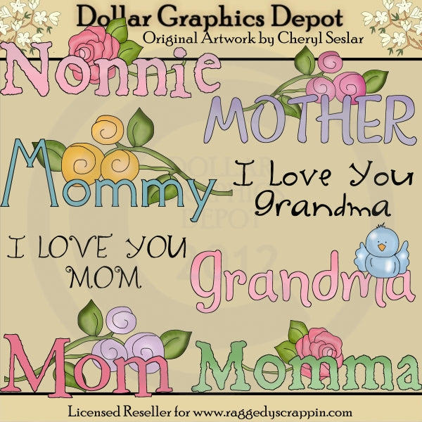 Mother's Day Word Art - Clip Art – Digital Craft Supplies