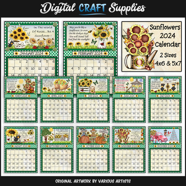 Sunflowers 2024 Calendar - DCS Exclusive – Digital Craft Supplies