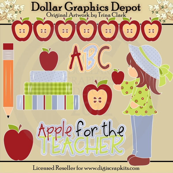 Apple For The Teacher - Clip Art – Digital Craft Supplies