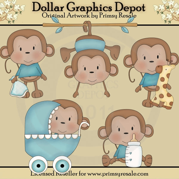 Baby Boy Monkeys - Clip Art – Digital Craft Supplies