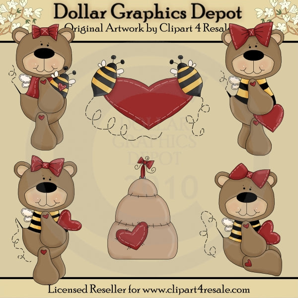 Bee Mine Bears - Clip Art - DCS Exclusive – Digital Craft Supplies
