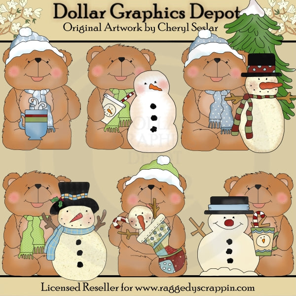 Benny Bear Loves The Snow - Clip Art – Digital Craft Supplies