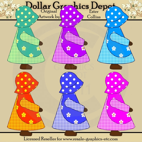 Bonnet Girls - Clip Art – Digital Craft Supplies