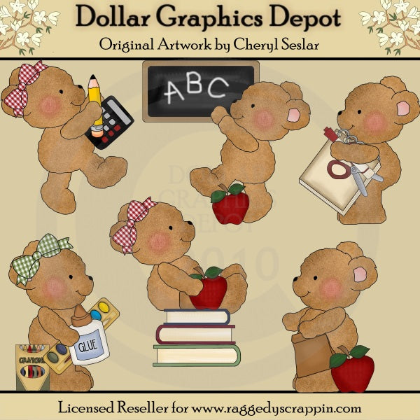 Boo Boo Bears - School Days - Clip Art – Digital Craft Supplies
