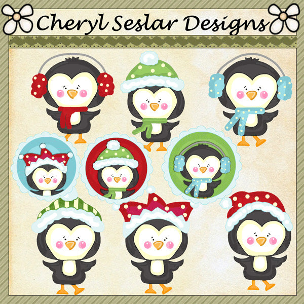 Chilly Penguins Clipart Collection – Digital Craft Supplies