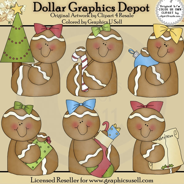 Christmas Gingers 2 - Clip Art – Digital Craft Supplies