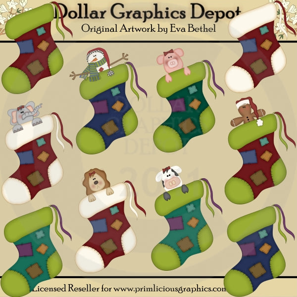 Christmas Stockings - Clip Art – Digital Craft Supplies