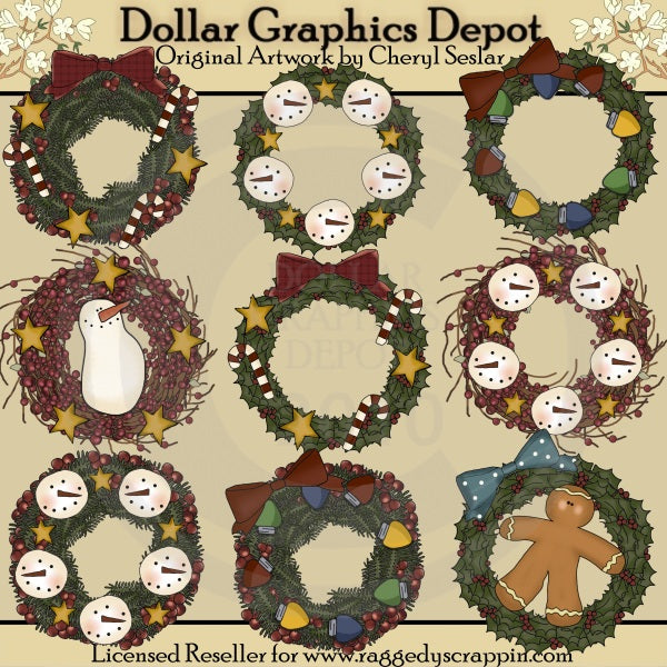 Christmas Wreaths - Clip Art – Digital Craft Supplies