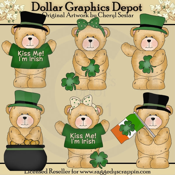 Chubby Cubby - Irish Bears - Clip Art – Digital Craft Supplies