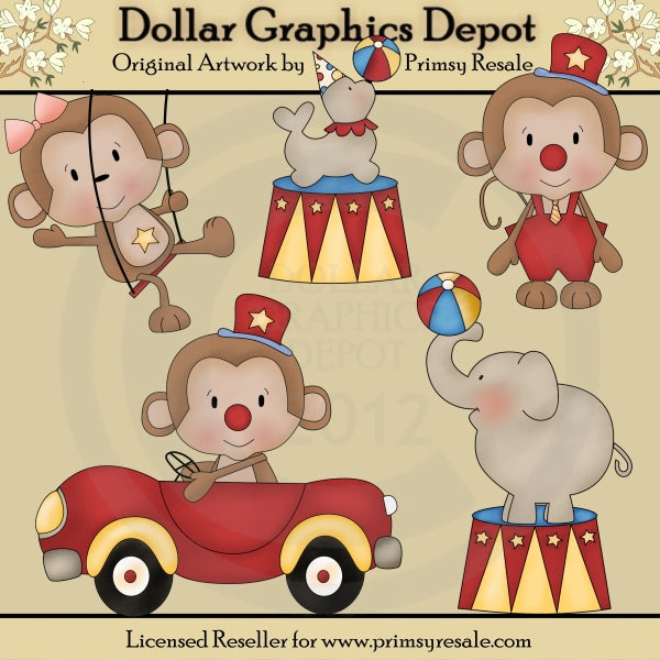 Circus Monkeys 1 - Clip Art – Digital Craft Supplies