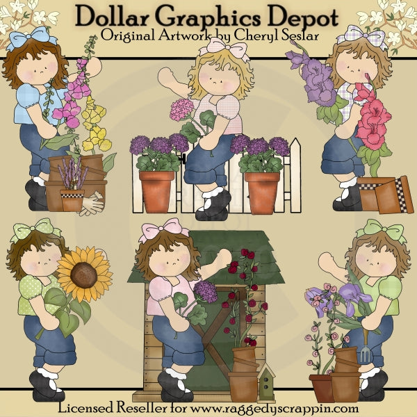 Cute Flower Girls - Clip Art – Digital Craft Supplies