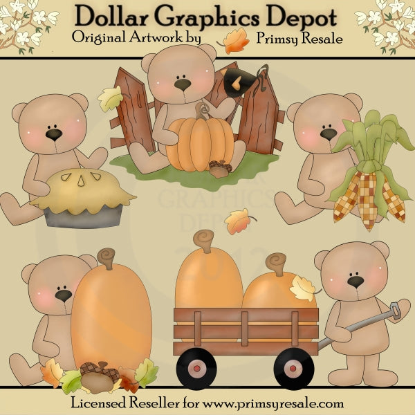 Fall Bears 1 - Clip Art – Digital Craft Supplies
