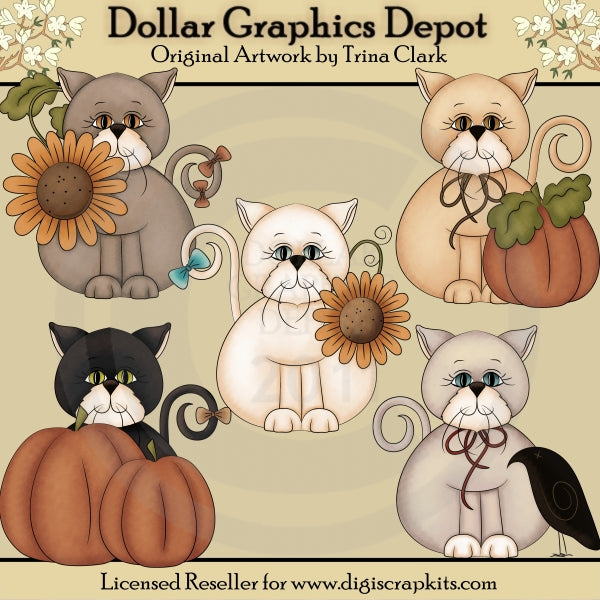 Fall Kitties - Clip Art – Digital Craft Supplies
