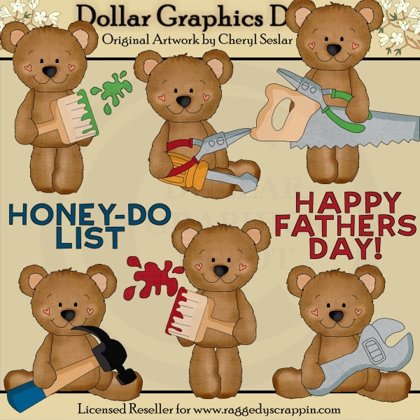 Father's Day Bears 1 - Clip Art – Digital Craft Supplies