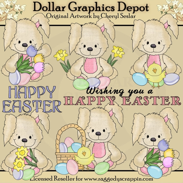 Happy Easter Bunny - Clip Art – Digital Craft Supplies