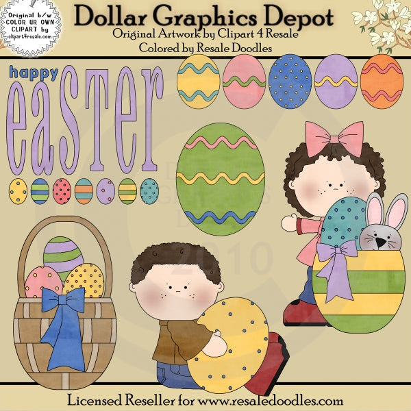 Happy Easter Kids - Clip Art – Digital Craft Supplies