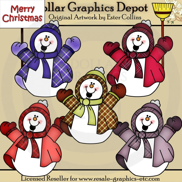 Happy Snowmen - Clip Art – Digital Craft Supplies