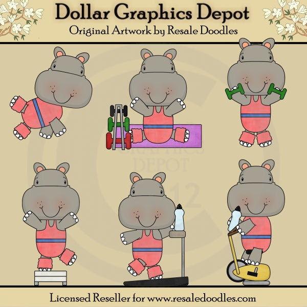 Healthy Hippos - Clip Art – Digital Craft Supplies