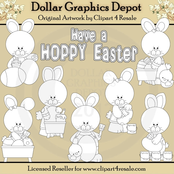 Hoppy Easter Bunnies - Digital Stamps - DCS Exclusive – Digital Craft ...