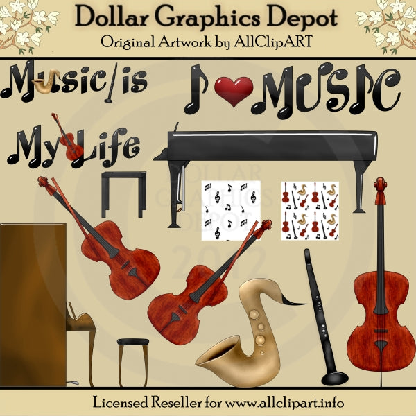 I Love Music - Clip Art – Digital Craft Supplies