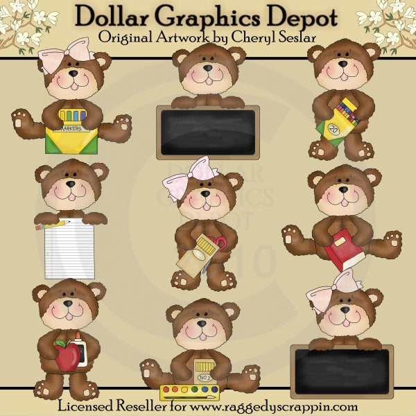 Little School Bears - Clip Art - DCS Exclusive – Digital Craft Supplies
