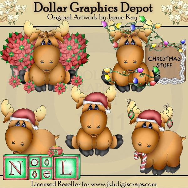 Marty Moose - Loves Christmas - Clip Art – Digital Craft Supplies