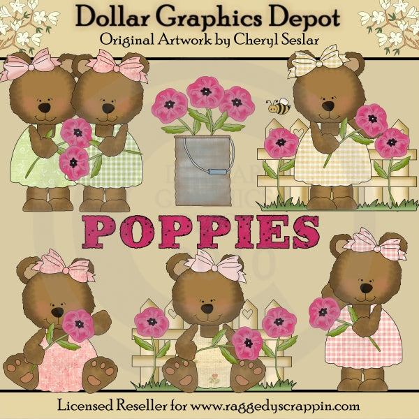 Poppy Bears - Clip Art - DCS Exclusive – Digital Craft Supplies