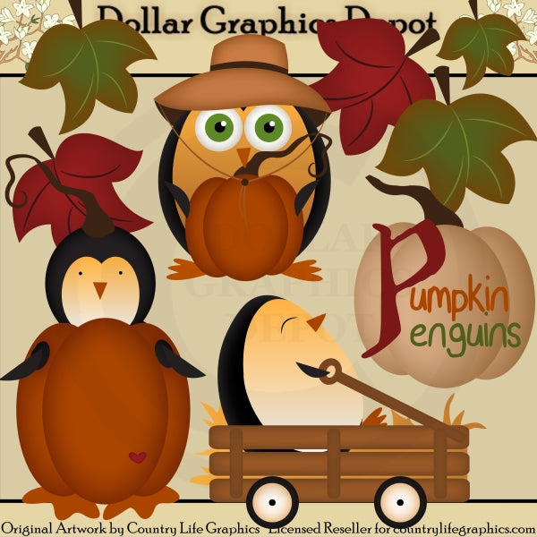 Pumpkin Penguins - Clip Art – Digital Craft Supplies