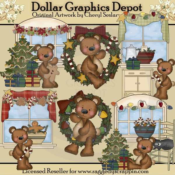 Raggedy Bears - Deck The Halls - Clip Art – Digital Craft Supplies