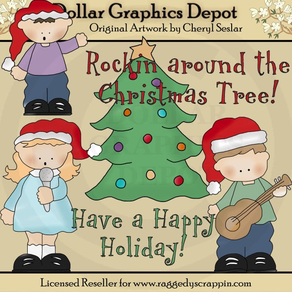 Rockin Around The Christmas Tree - Clip Art – Digital Craft Supplies
