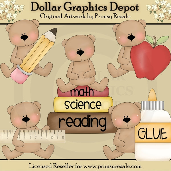 School Bears 1 - Clip Art – Digital Craft Supplies