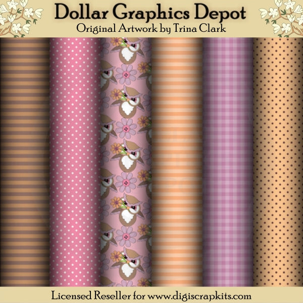 Spring Owls 1 - Scrap Papers – Digital Craft Supplies
