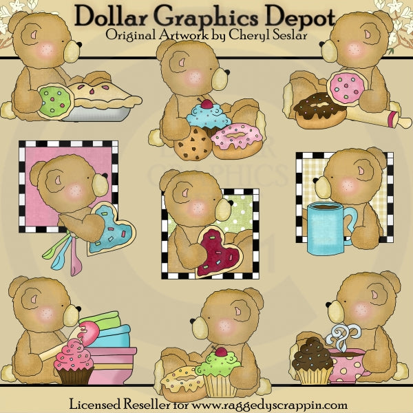 Stuffington Bears - At The Bakery - Clip Art – Digital Craft Supplies