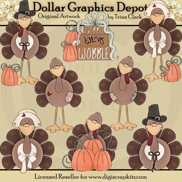 Thanksgiving Turkeys 2 - Clip Art – Digital Craft Supplies