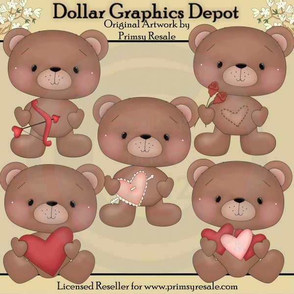 Valentine Bears 1 - Clip Art – Digital Craft Supplies