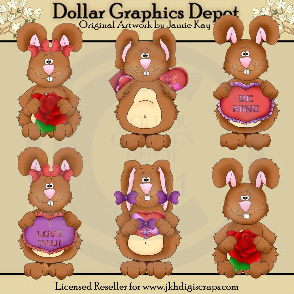 Valentine Bunnies - Clip Art – Digital Craft Supplies