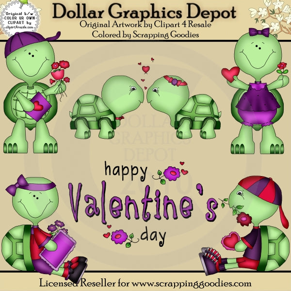 Valentine Turtles - Clip Art – Digital Craft Supplies
