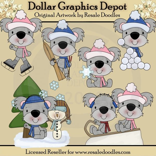 Winter Koalas - Clip Art – Digital Craft Supplies