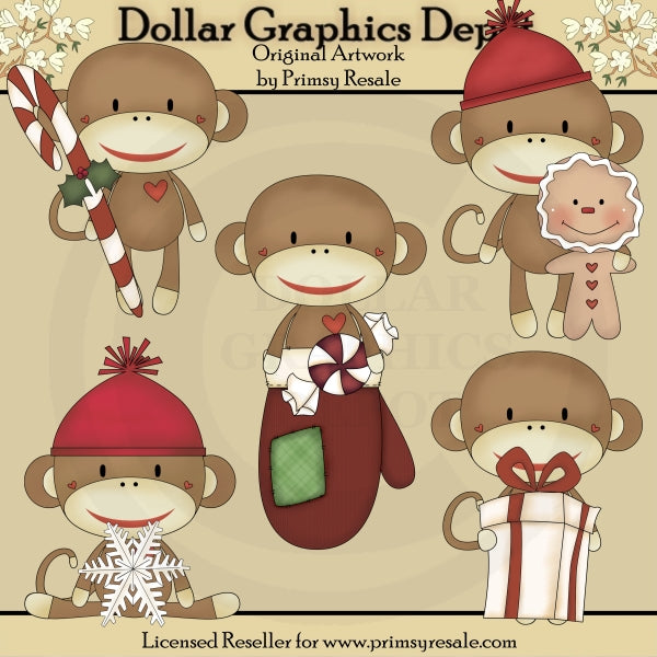 Winter Sock Monkeys - Clip Art – Digital Craft Supplies