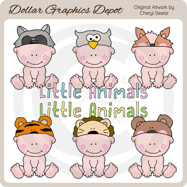 Animal Hat Babies 2 - Clip Art - DCS Exclusive – Digital Craft Supplies