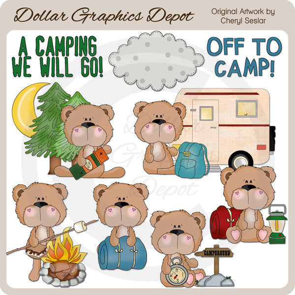 BoBo Bear Goes Camping - Clip Art – Digital Craft Supplies