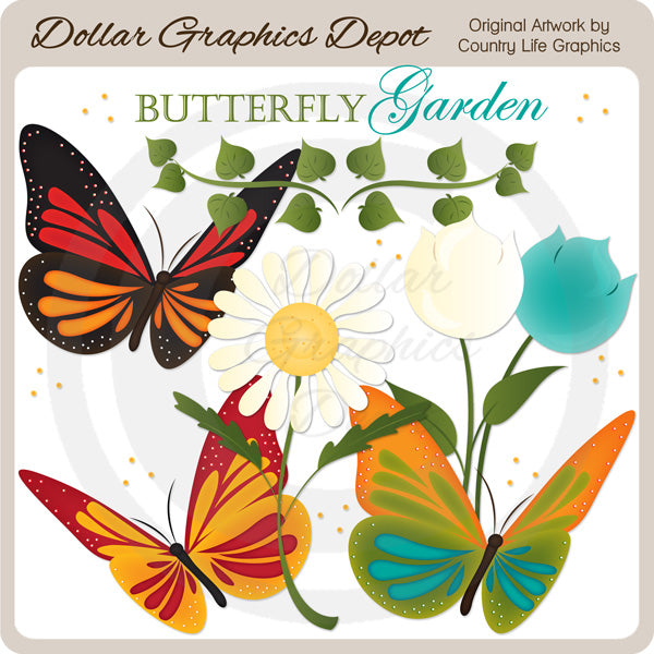 Butterfly Garden - Clip Art – Digital Craft Supplies