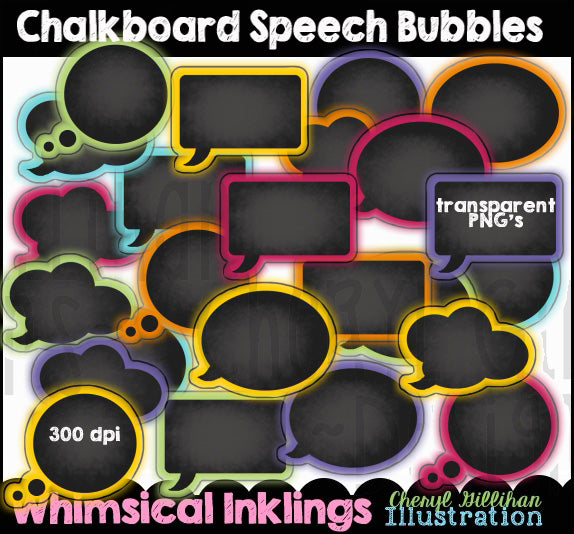 Chalkboard Speech Bubbles....Set of 24 – Digital Craft Supplies