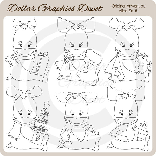 Christmas Moose - Digital Stamps - *DCS Exclusive* – Digital Craft Supplies