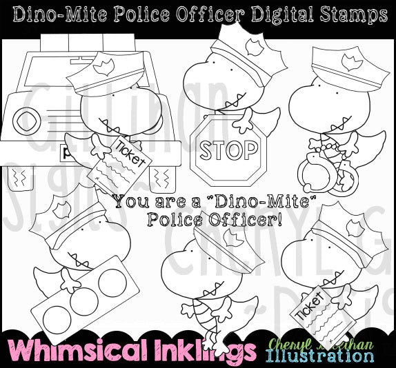Dinomite Police Officer - Digital Stamps – Digital Craft Supplies