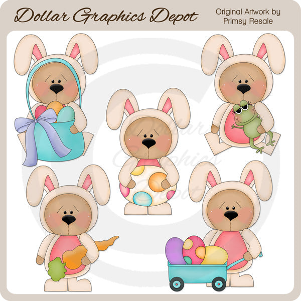 Easter Bunny Bears 1 - Clip Art – Digital Craft Supplies