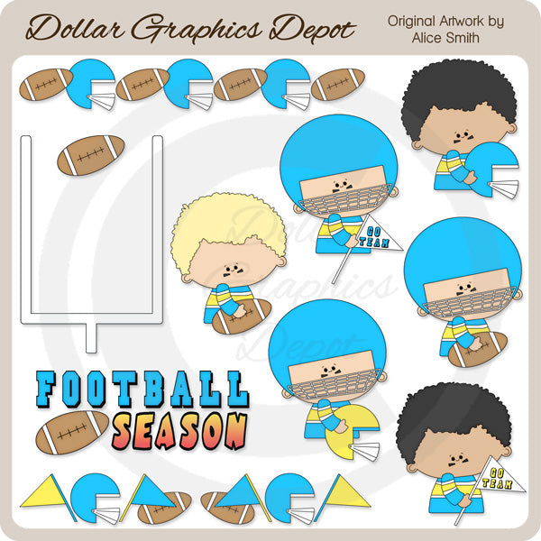 Football - Blue - Clip Art – Digital Craft Supplies