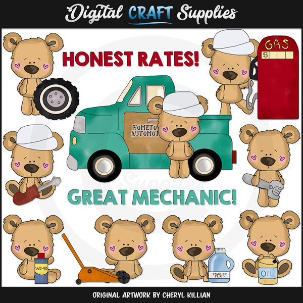 Little Bears - Best Mechanic - Clip Art - DCS Exclusive – Digital Craft ...
