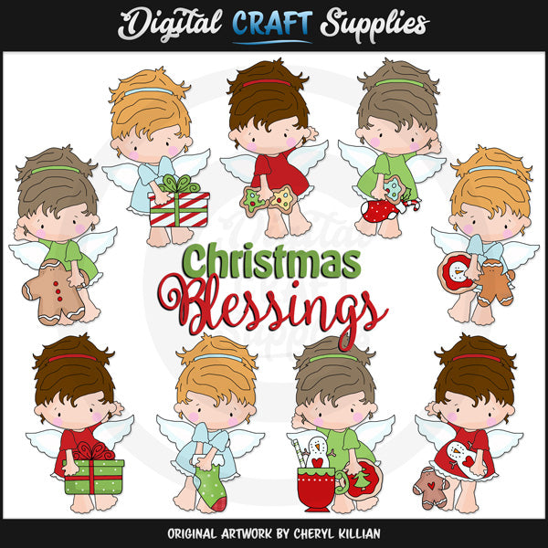 Little Christmas Angels - Clip Art - DCS Exclusive – Digital Craft Supplies